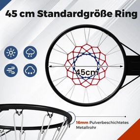 Costway Ø45 cm Standardní basketbalový koš se síťkou Mini basketbalový koš