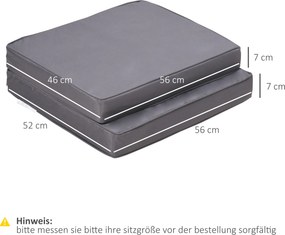 Outsunny Sada 2 polštářků na židle, odnímatelné sedáky, velký komfort, polstrované polštářky, polyuretanová pěna, polyester