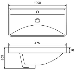 Mereo Mereo, Nábytkové umyvadlo, 101x45,7x20,5 cm, keramické, bílé, UC10148