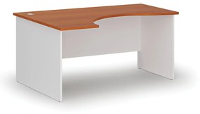 Ergonomický kancelářský pracovní stůl PRIMO WHITE, 1600 x 1200 mm, levý, bílá/třešeň