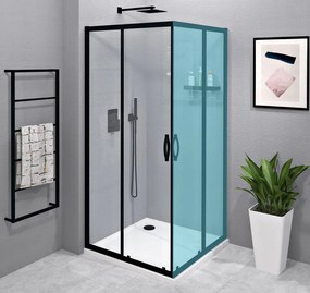 Gelco, SIGMA SIMPLY BLACK sprchové dveře posuvné pro rohový vstup 900 mm, čiré sklo, GS2190B