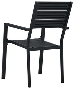 Zahradní židle 4 ks černé HDPE dřevěný vzhled - Default Title