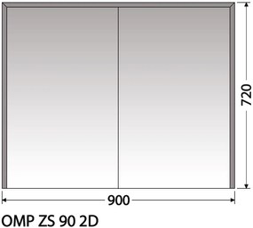 INTEDOOR zrcadlová skříňka dvoudveřová OMP ZS 90 Povrch: 0077 AP CHARCOAL MAT