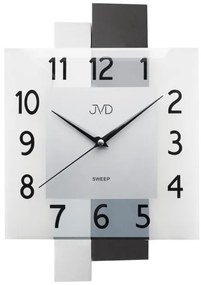 Nástěnné netikající tiché skleněné hodiny JVD NS19042.1