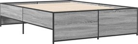 Rám postele šedý sonoma 120 x 190 cm kompozitní dřevo a kov 3279910