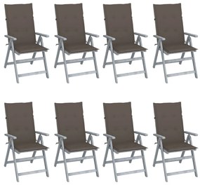 Zahradní polohovací židle s poduškami 8 ks šedé akáciové dřevo,  3075149