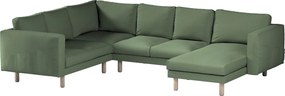 Potah na pohovku IKEA Norsborg rohová, 5-místná se šezlongem barva zelená látka pletený vzor