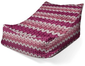 Sablio Sedací vak Lounge Střídajíci růžové pletení - 120 x 100 x 80 cm