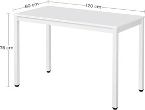 Bílý jídelní stůl s bílou deskou TESSA 120x60 cm
