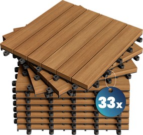 Dřevěná terasová dlaždice z akáciového dřeva certifikace FSC® sada 33 ks 30x30cm