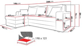Moderní sedací souprava Falco, šedá/červená