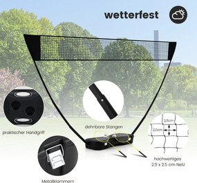 Costway Badminton Net Stand Přenosná hra s raketami Kompletní – černý