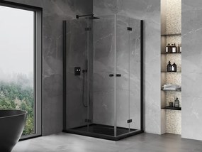 Mexen Mist-F Duo, skládací sprchový kout 95 x 75 cm, čiré sklo, černý profil, 8A6-095L-075P-70-00