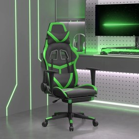 Masážní herní židle s podnožkou černá a zelená umělá kůže - Default Title
