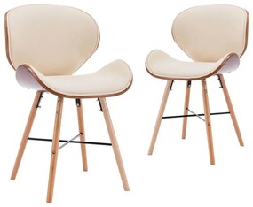 Petromila Jídelní židle 2 ks krémové umělá kůže a ohýbané dřevo