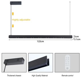 Immax NEO 07306L-LED Stm lustr na lanku MADEIRA 26W/230V Wi-Fi Tuya 122 cm černá