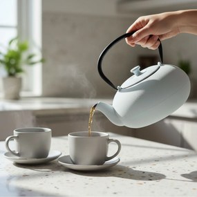 Litinová čajová konvice s filtrem NOMI, 800 ml, bílá