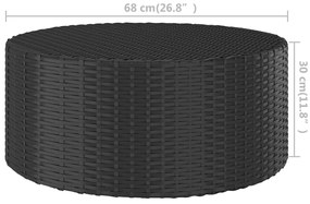vidaXL Marketos Čajový stolek černý 68 x 68 x 30 cm polyratan