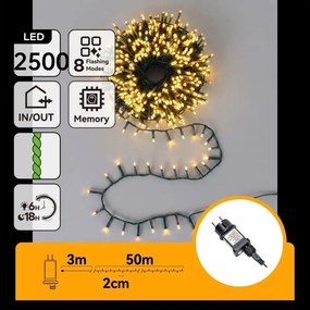 Aigostar - LED Venkovní vánoční řetěz 2500xLED/8 funkcí 53m IP44 teplá bílá