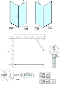 Polysan, ZOOM LINE BLACK sprchová boční stěna 1000mm, čiré sklo, ZL3210B