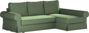 Potah na pohovku IKEA Backabro rozkládací se šezlongem barva zelená látka pletený vzor