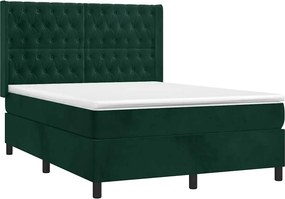 Box spring postel s matrací tmavě zelená 140x200 cm samet 3132864