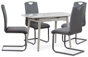 Jídelní židle, potah šedá ekokůže, kovová pohupová podnož, šedý lak DCL-613 GREY