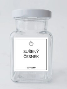 Samolepka na kořenky SUŠENÝ ČESNEK bílá 5 × 5 cm základní písmo