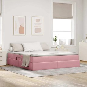 Postel s úložným prostorem a matrací Růžová 180 x 200 cm samet 3370322