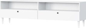 TV stolek s policí a skříňkami DULLUM 200x58cm, bílý