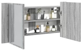 LED koupelnová skříňka se zrcadlem šedá sonoma 90x12x45cm akryl - Default Title