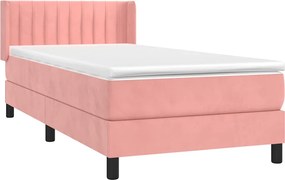 Box spring postel s matrací růžová 90x200 cm samet 3131062