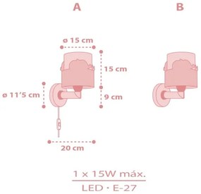 Dalber 61179S - Dětské nástěnné svítidlo WHALE DREAMS 1xE27/15W/230V růžová