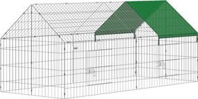 PawHut venkovní/vnitřní výběh pro králíky a slepice se stíněním a kovovou sítí, 180 x 75 x 75 cm, zelený | Aosom