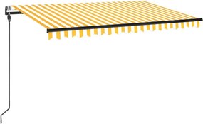 Automatická markýza LED a senzor větru 450 x 300 cm žlutá/bílá 3069133
