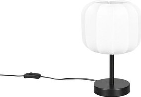 Bílá/matně černá kovová stolní lampa s textilním stínidlem (výška 30 cm) Madleine – Reality