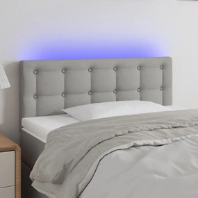 Čelo postele s LED světle šedé 100 x 5 x 78/88 cm textil