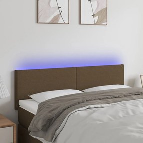 Čelo postele s LED tmavě hnědé 144x5x78/88 cm textil 3121333
