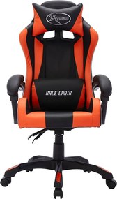 Herní židle s RGB LED podsvícením oranžovočerná umělá kůže 288002
