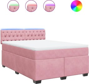 Box spring postel s matrací růžová 140x200 cm samet 3288641