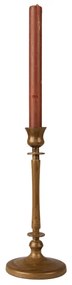 Mosazný antik kovový svícen Pippin na úzkou svíčku – 11x24 cm
