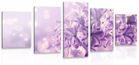 5-dílný obraz fialový květ šeříku - 100x50 cm