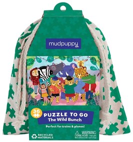 Mudpuppy Puzzle Divoká zvířata v látkovém pytlíku 36 dílků