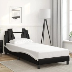 Rám postele Viana bez matrace černý a bílý 80 x 200 cm umělá kůže 3208059