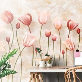 Tapeta krásné tulipány na abstratním pozadí - 450x300 cm