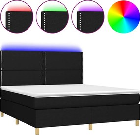 Box spring postel s matrací a LED černá 180x200 cm textil 3135375