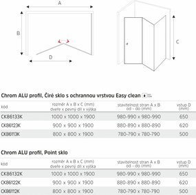 Mereo Mereo, Sprchový kout, LIMA, čtverec, chrom ALU, sklo Point, CK86112K