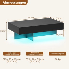 Costway Konferenční stolek ve vysokém lesku s 16 barevným LED
