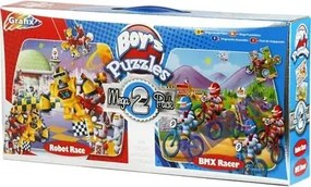 GRAFIX Panoramatické puzzle Závod robotů  Závodníci BMX / 2x45 dílků /