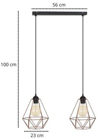 Závěsné svítidlo FUSION, 2x měděné drátěné stínítko